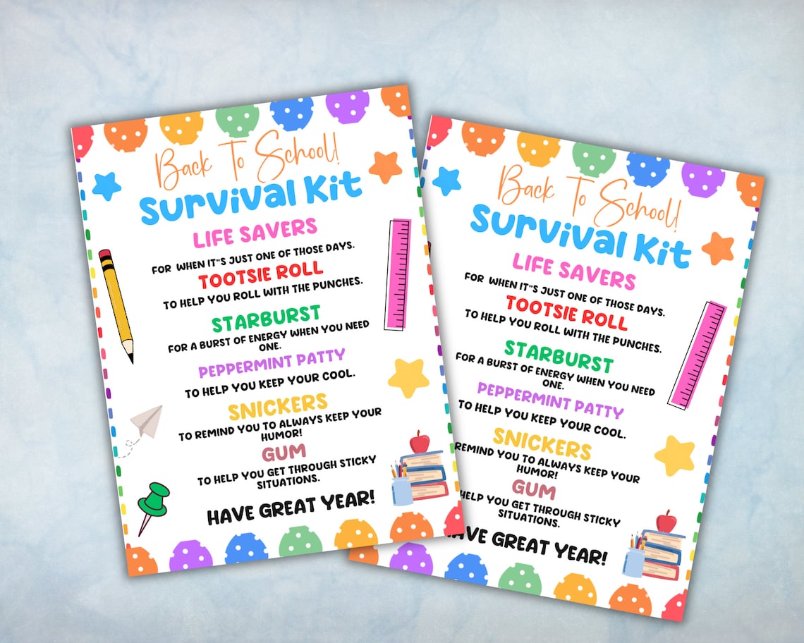 EDITABLE Back to School Survival Kit Gift Tags | Back to School Student ...