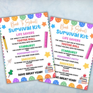 EDITABLE Back to School Survival Kit Gift Tags | Back to School Student ...