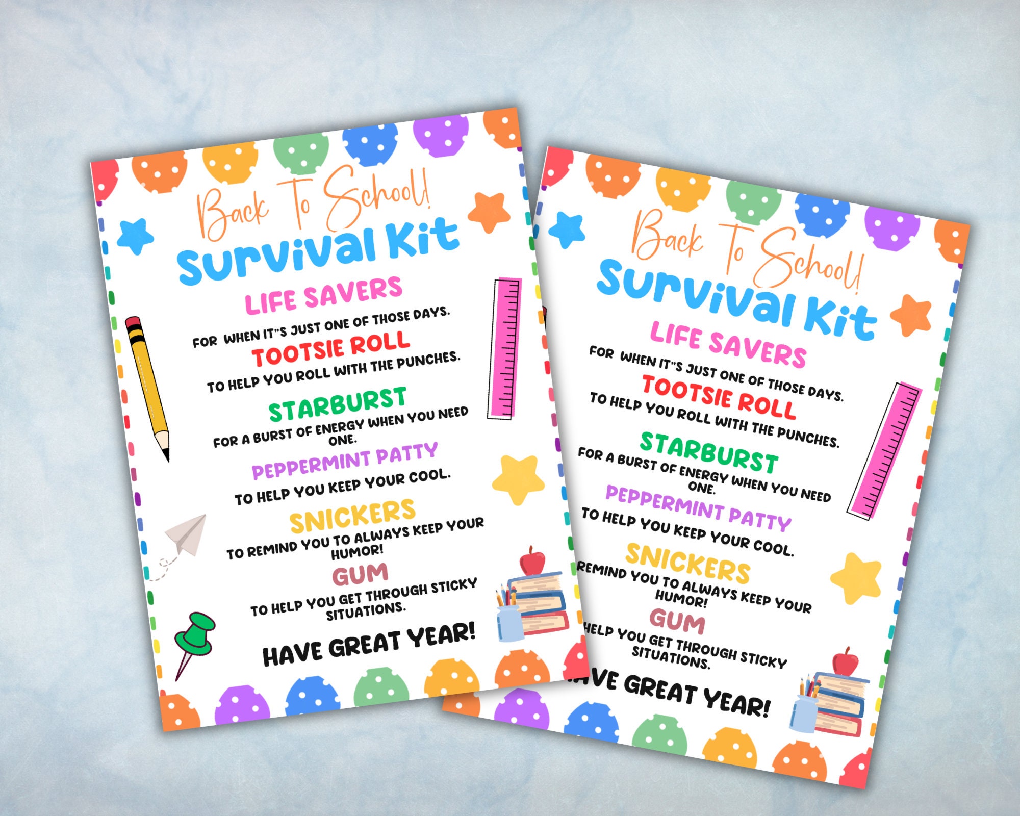 EDITABLE Back to School Survival Kit Gift Tags | Back to School Student ...