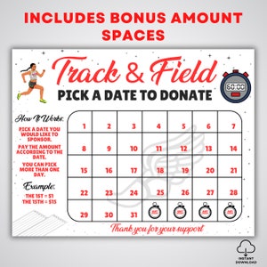 Editable Track and Field Football Fundraiser Calendar Pick a Date ...