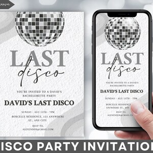 Editable Last Disco Party Invitation, Disco Bachelorette Party ...
