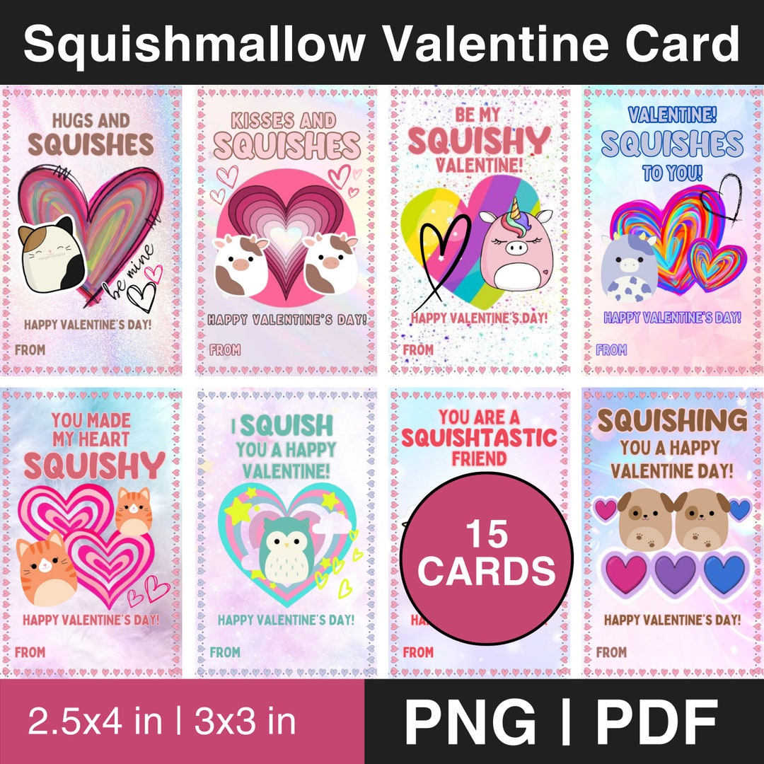 15 Squishmallow Valentine Cards, Squishy Valentine Cards, Squishmallow ...