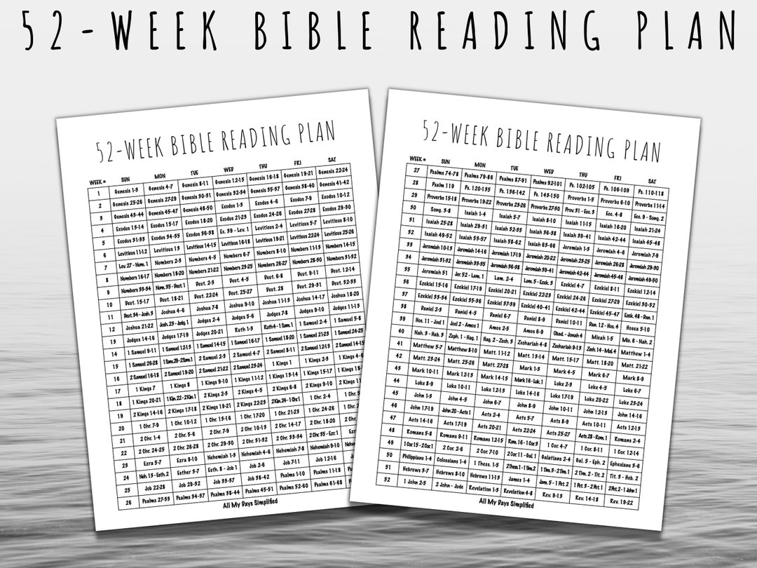 52-Week Bible Reading Plan Printable Chart All My Days - Etsy México