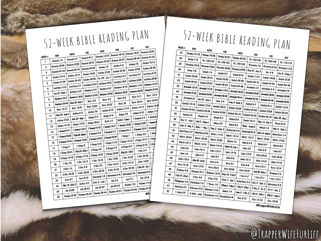 52 Week Bible Reading Plan Schedule Annual One Year Guide Printable ...