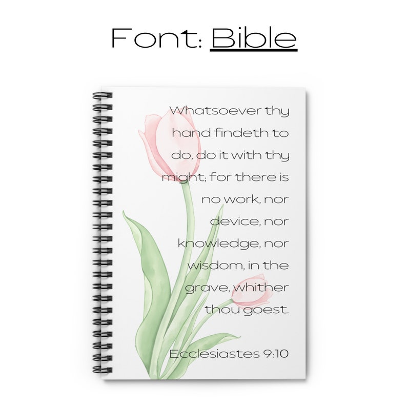 Personalized Bible Verse & Flower Notebook Spiral Ruled Line Custom ...