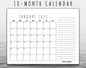 18 Month Calendar - Etsy