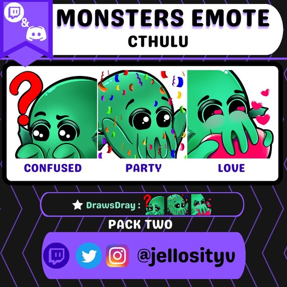 Monsters Emote : Cthulhu 3 Pck Pack TWO TWITCH & DISCORD - Etsy