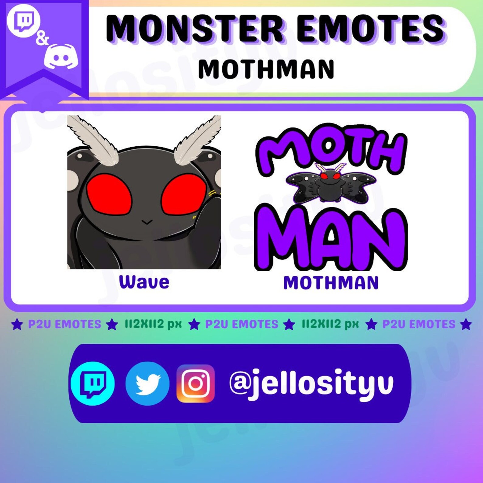 Monsters Emotes Mothman P2U TWITCH & DISCORD - Etsy