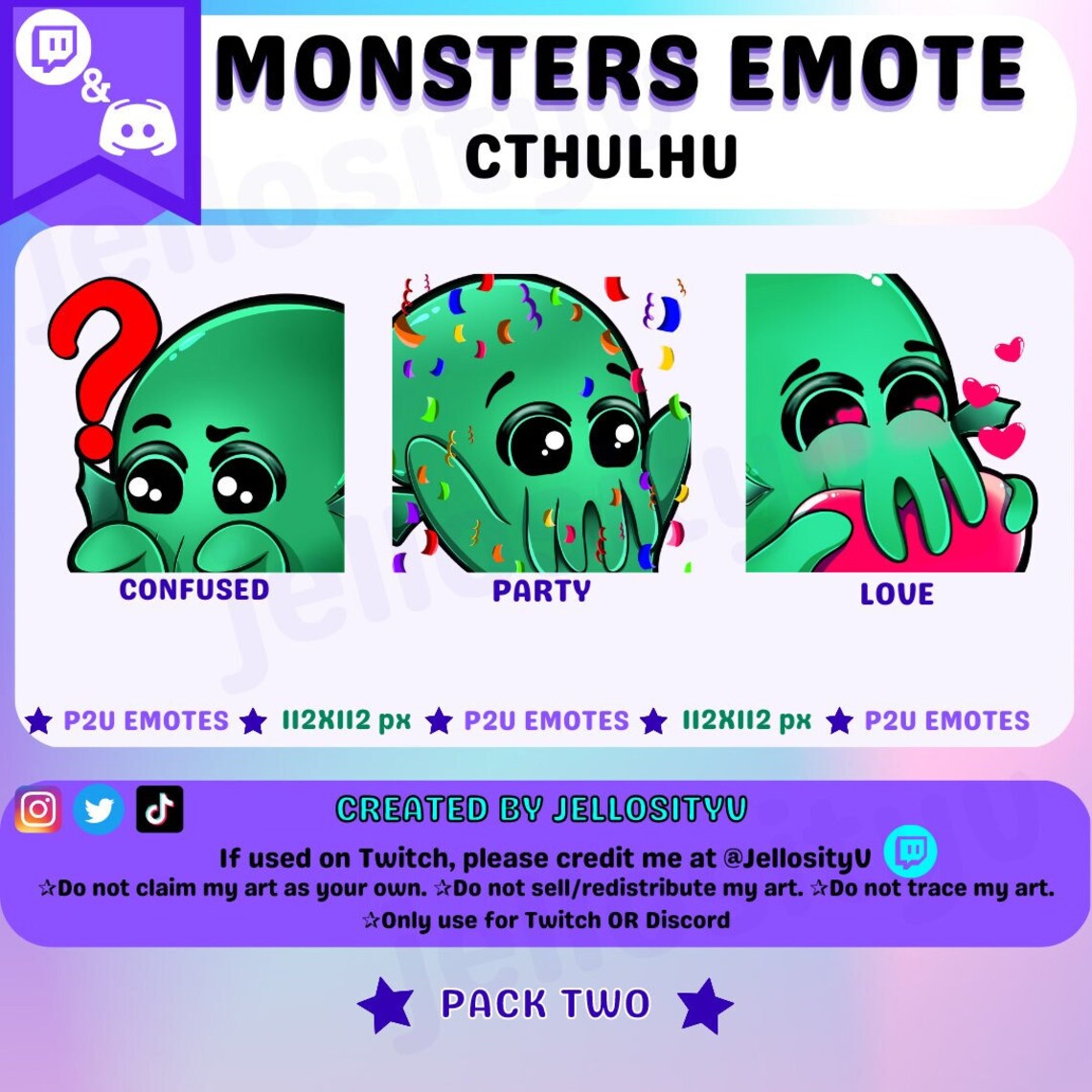 Monsters Emote : Cthulhu 3 Pck Pack TWO TWITCH & DISCORD - Etsy