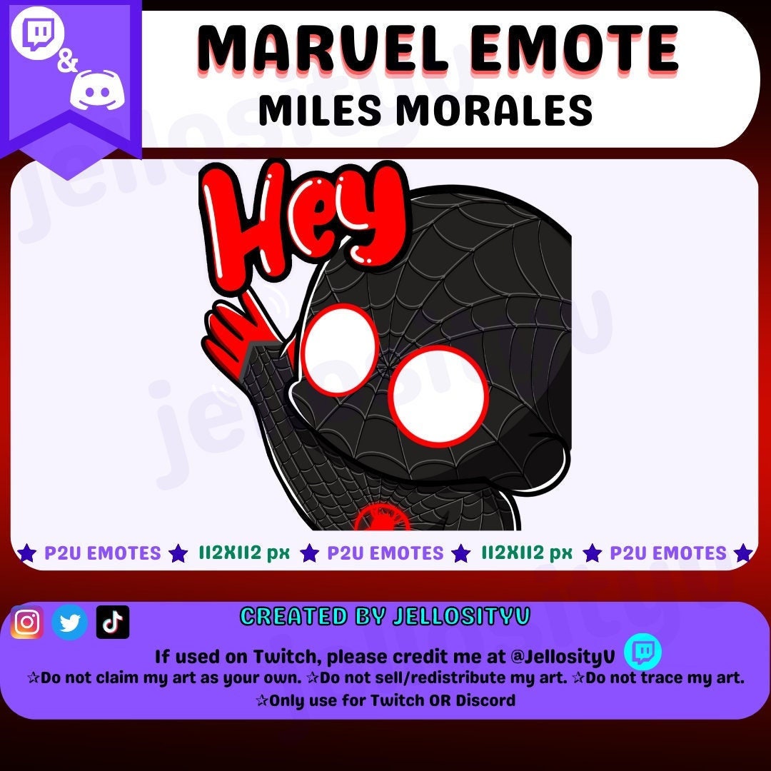 Marvel Emotes Miles Morales TWITCH & DISCORDD EMOTES P2U Video Game - Etsy