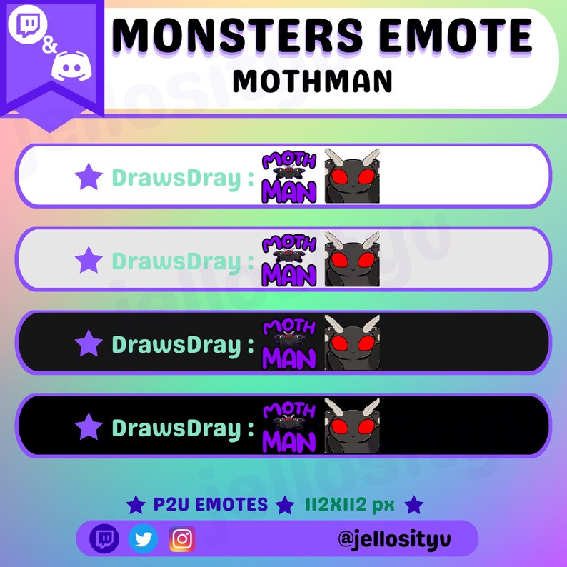 Monsters Emotes Mothman P2U TWITCH & DISCORD Jellosityv - Etsy