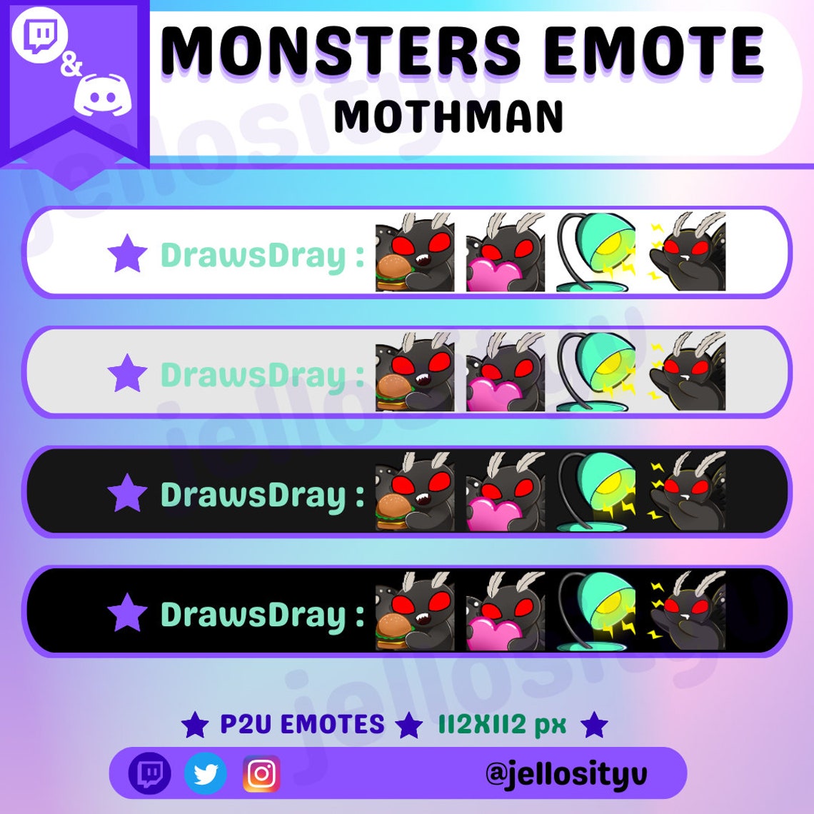 Monsters Emote Mothman TWITCH & DISCORD P2U - Etsy
