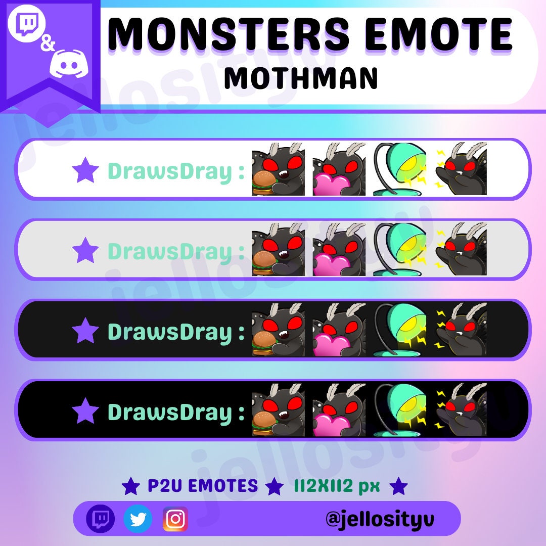 Monsters Emote Mothman TWITCH & DISCORD P2U - Etsy