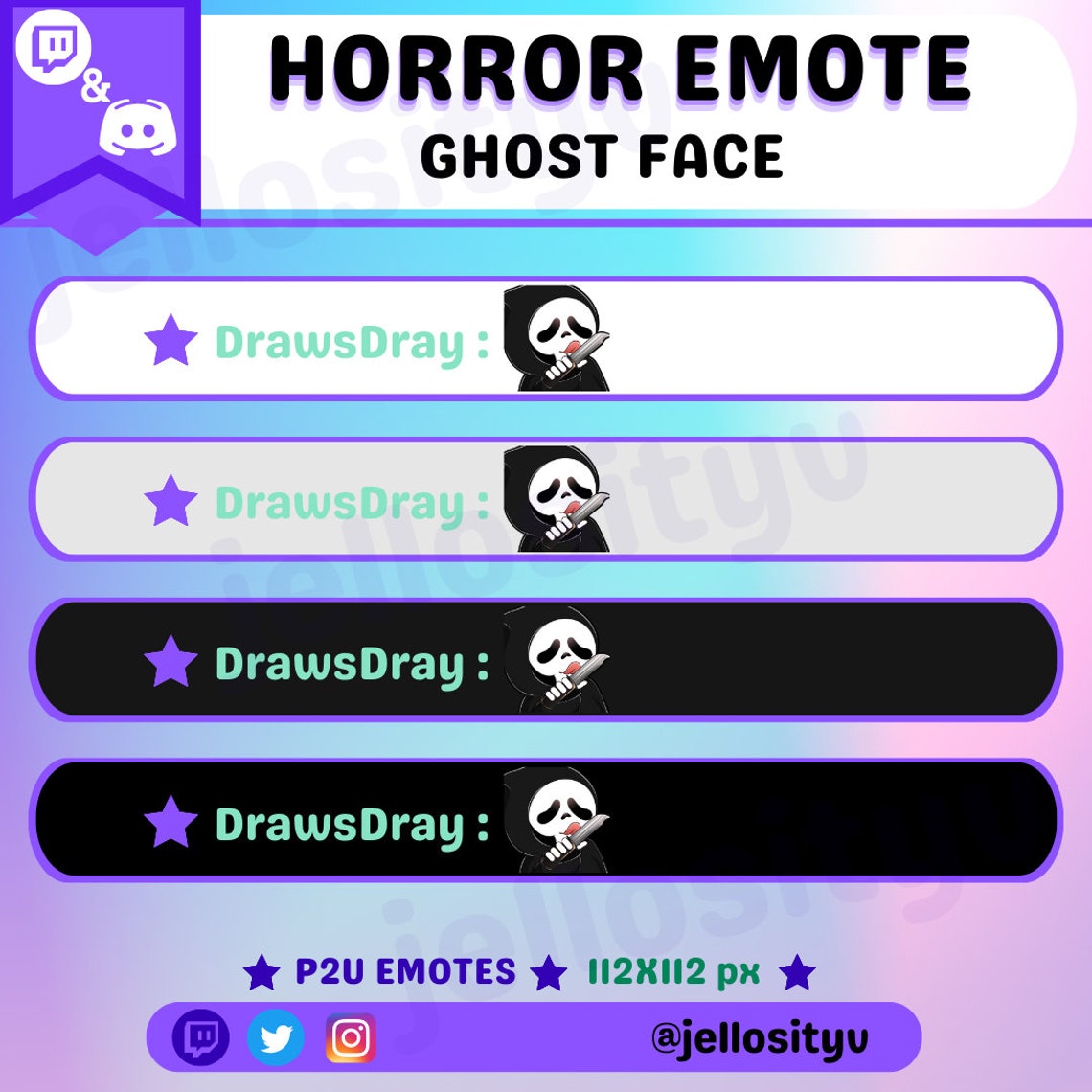 Horror Emote Scary Ghost Mask Man TWITCH&DISCORD P2U Emotes - Etsy