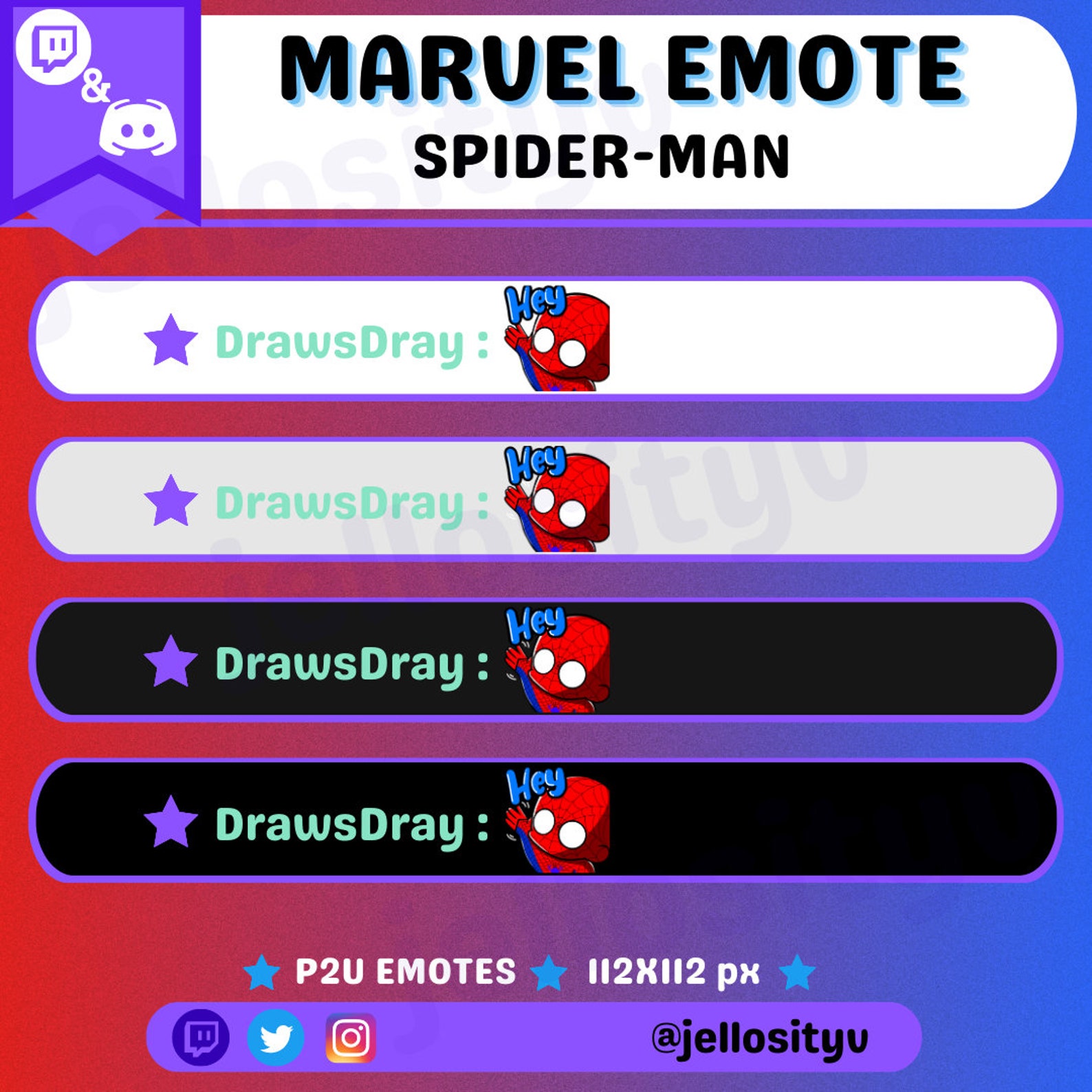 Marvel Emotes Spider-man TWITCH & DISCORD EMOTES P2U Video Game Movies ...