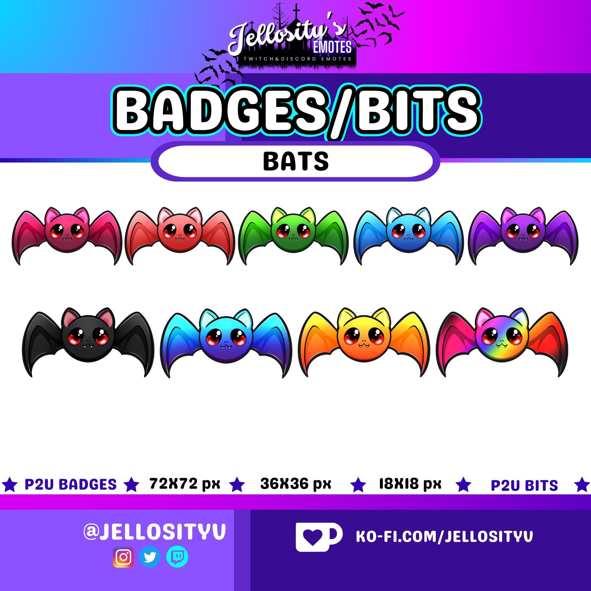 Twitch Badges Bats Badges P2U TWITCH&DISCORD Badges or Bits - Etsy