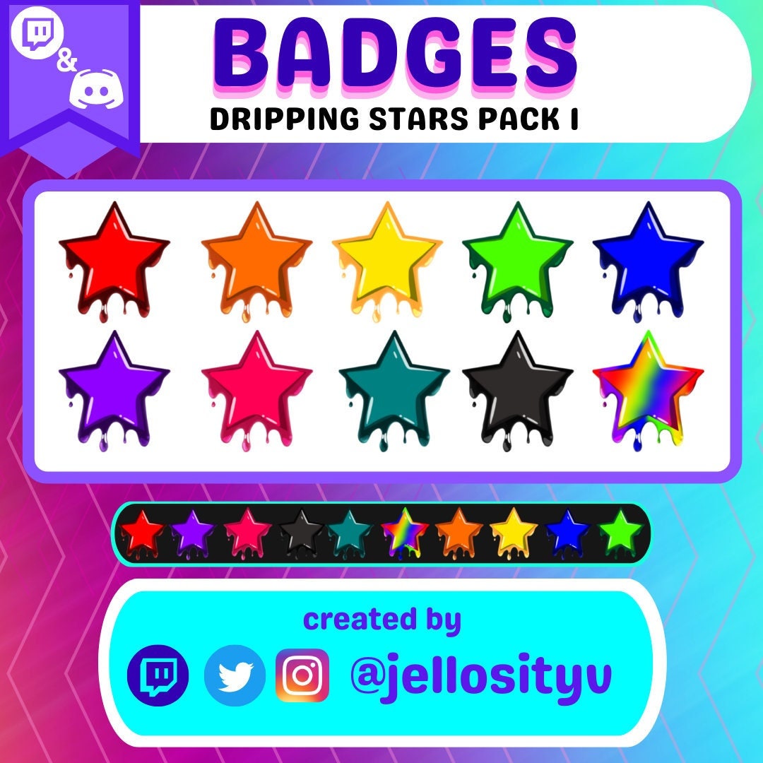 Twitch Badges | Dripping Stars Badges | Pack One | P2U TWITCH&DISCORD ...