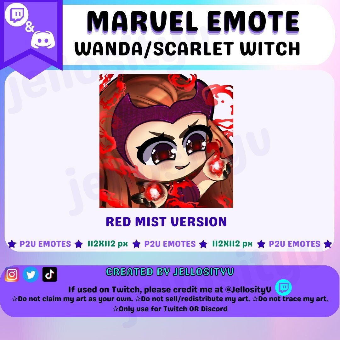 Wanda Maximoff / Scarlet Witch. Red Mist Version With Smirk P2U Emote ...