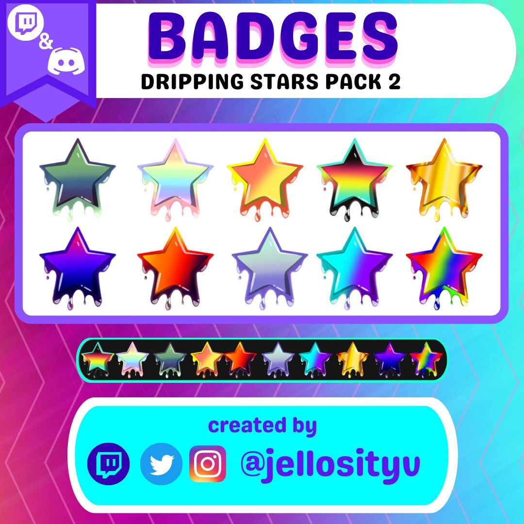 Twitch Badges | Dripping Stars Badges | Pack Two | P2U TWITCH&DISCORD ...