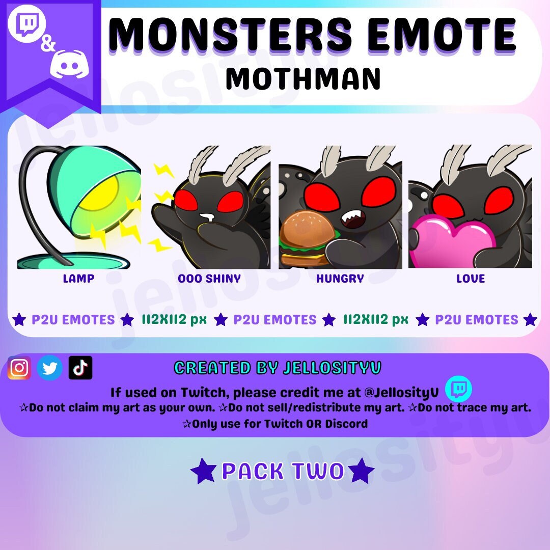 Monsters Emote Mothman TWITCH & DISCORD P2U - Etsy