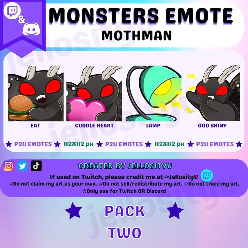 Monsters Emote Mothman TWITCH & DISCORD P2U - Etsy