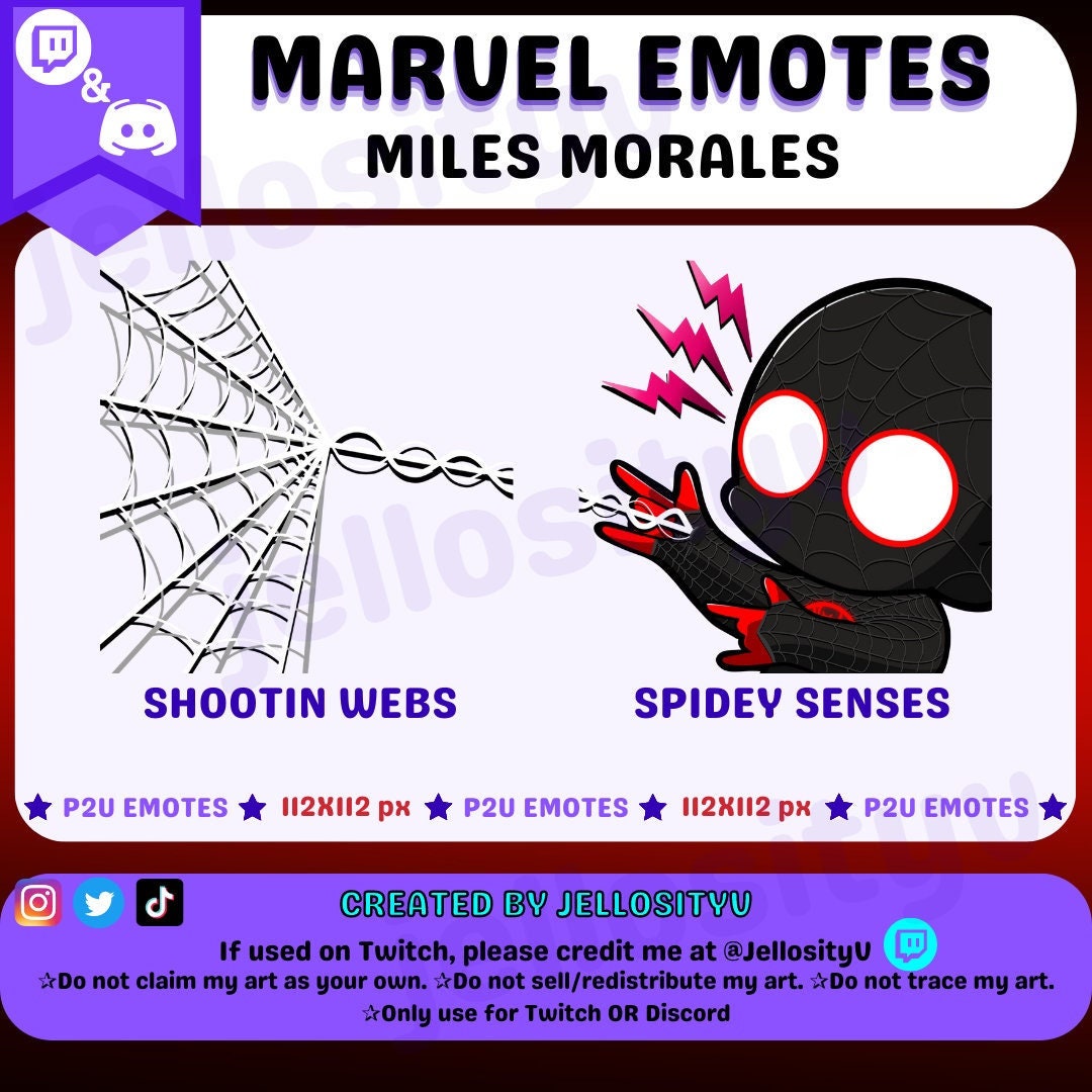 Marvel Emotes Miles Morales 2 Pck TWITCH&DISCORD P2U - Etsy Australia