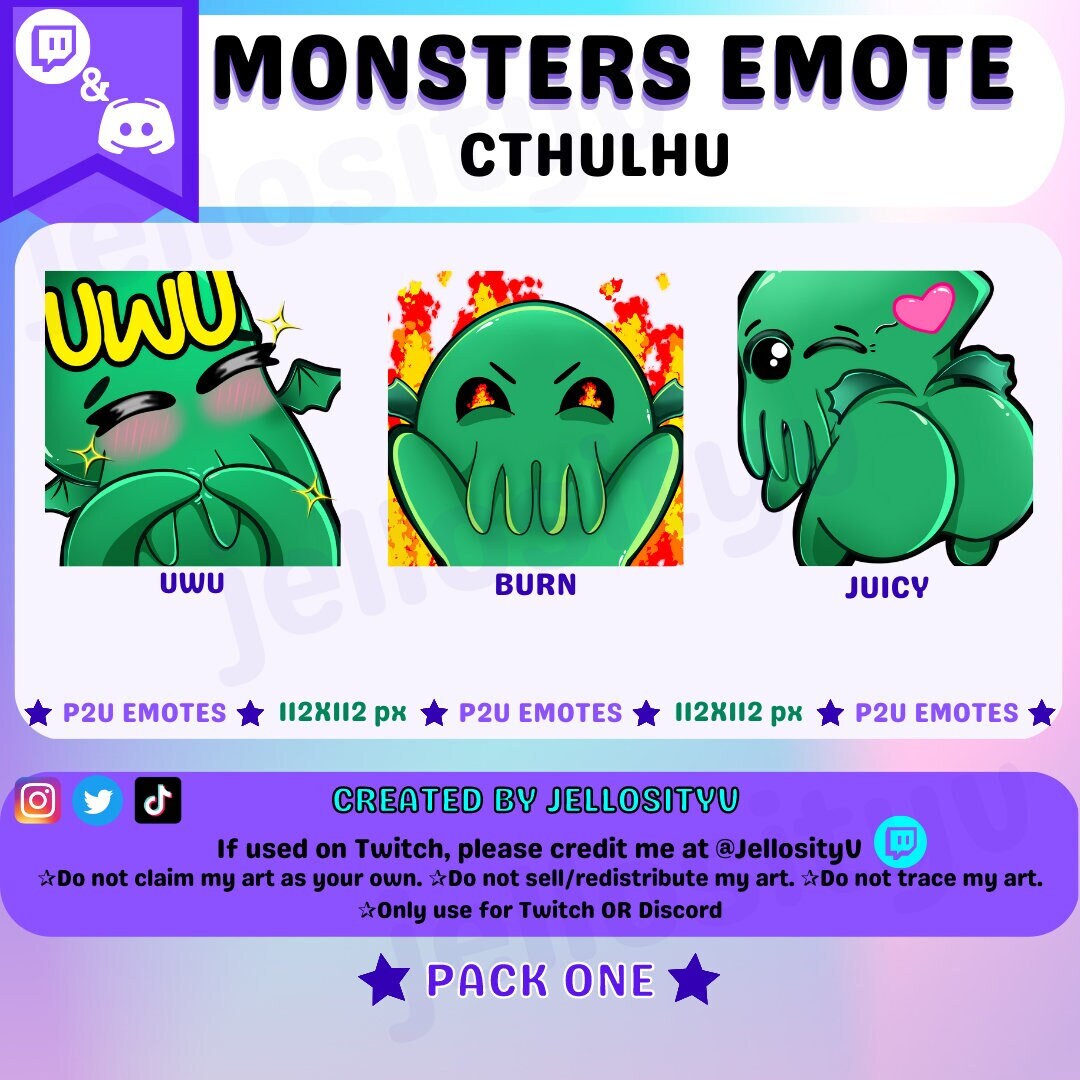 Monsters Emote Cthulhu 3 Pck Pack One TWITCH & DISCORD P2U (Instant ...