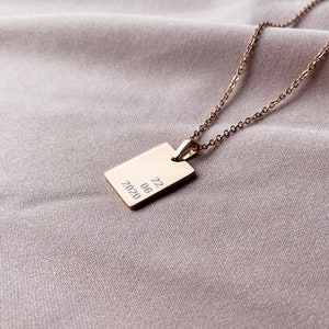 Rectangle Engraved Necklace - Personalised Rectangle Pendant Gift ...