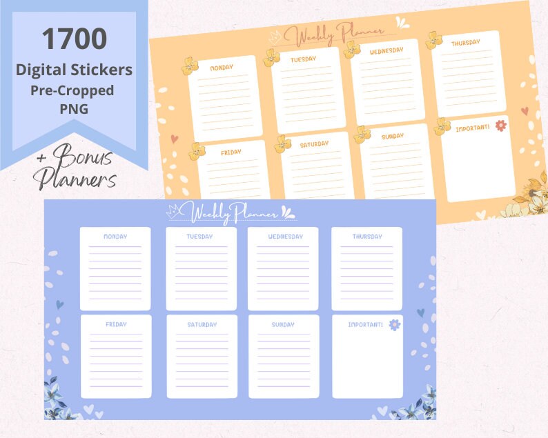 1700 Digital Stickers in PNG Files Pre-cropped Planner - Etsy