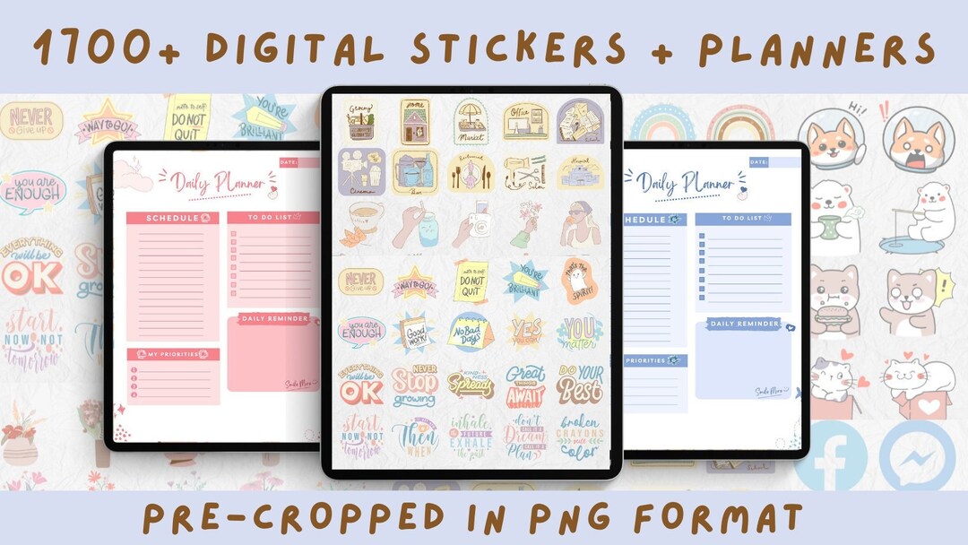 1700+ Digital Stickers in PNG Files Pre-cropped Planner Stickers ...