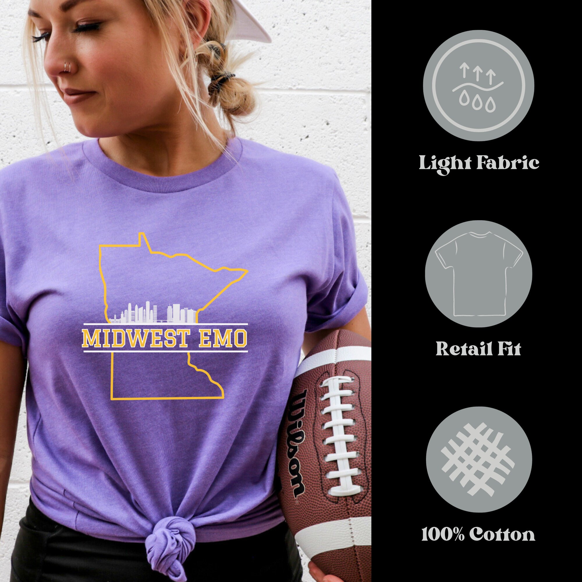 Midwest Emo Football Tee Camiseta unisex Jersey de manga corta, ropa ...