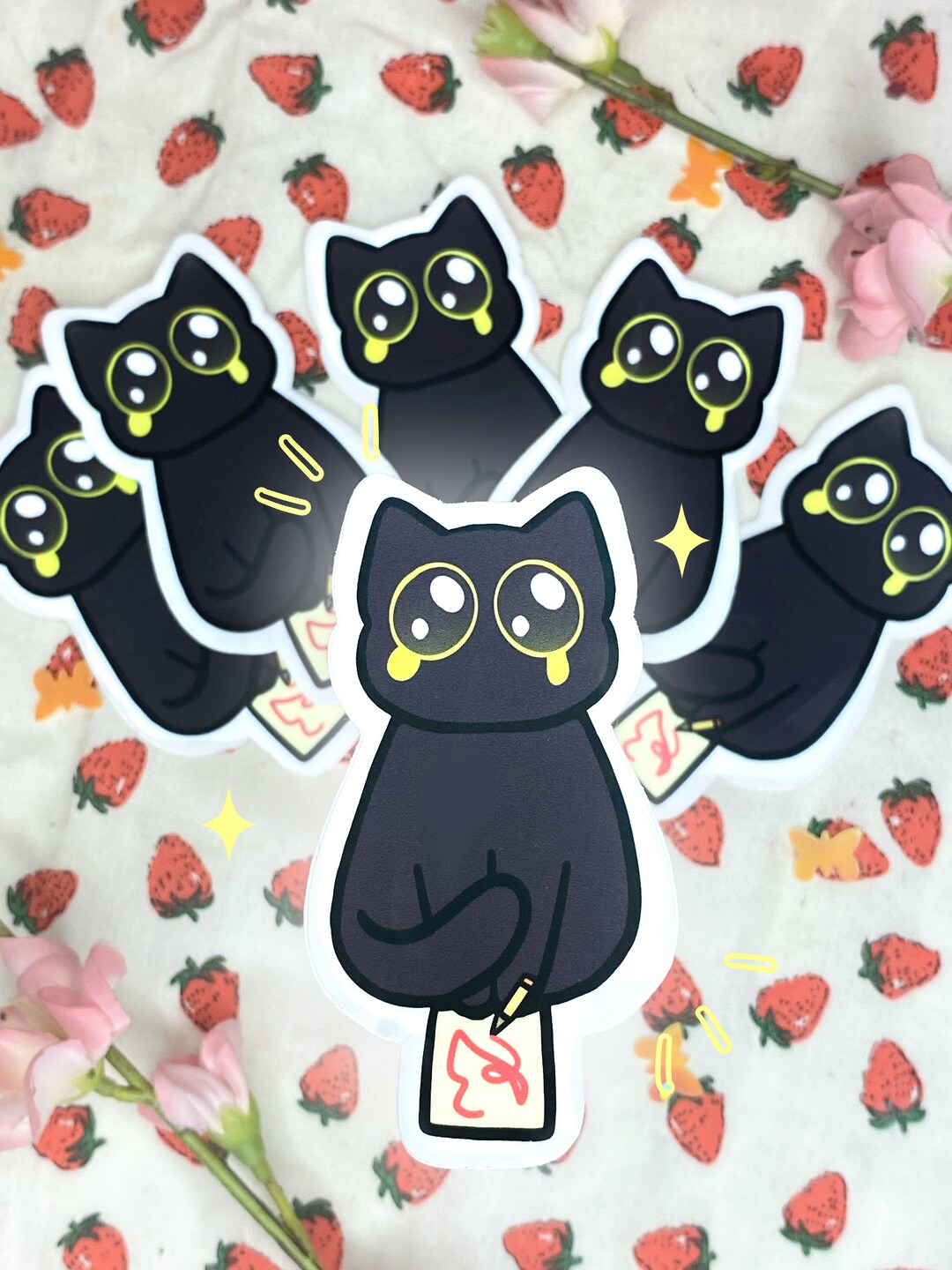 Art Block Cat Sticker | Cute Black Cat | Artist Cat Sticker | Laptop ...