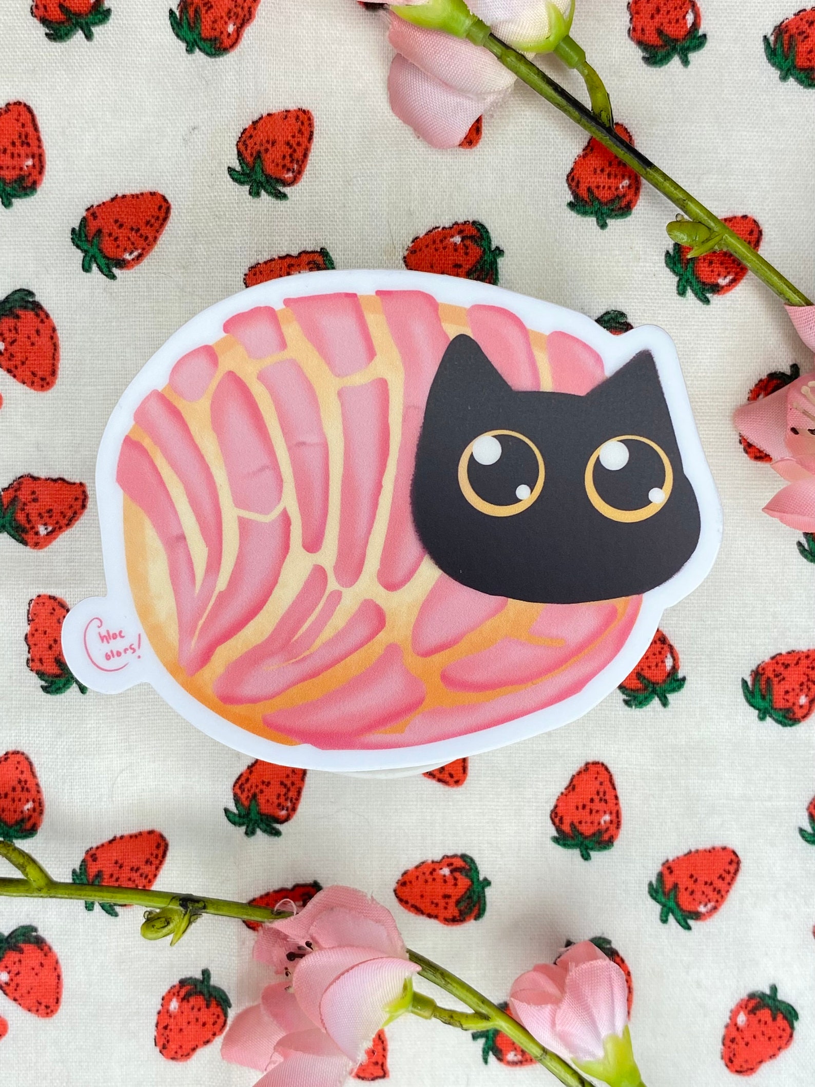 Black Cat Concha Sticker| Kawaii Pink| Laptop Stickers | Pan Dulce ...