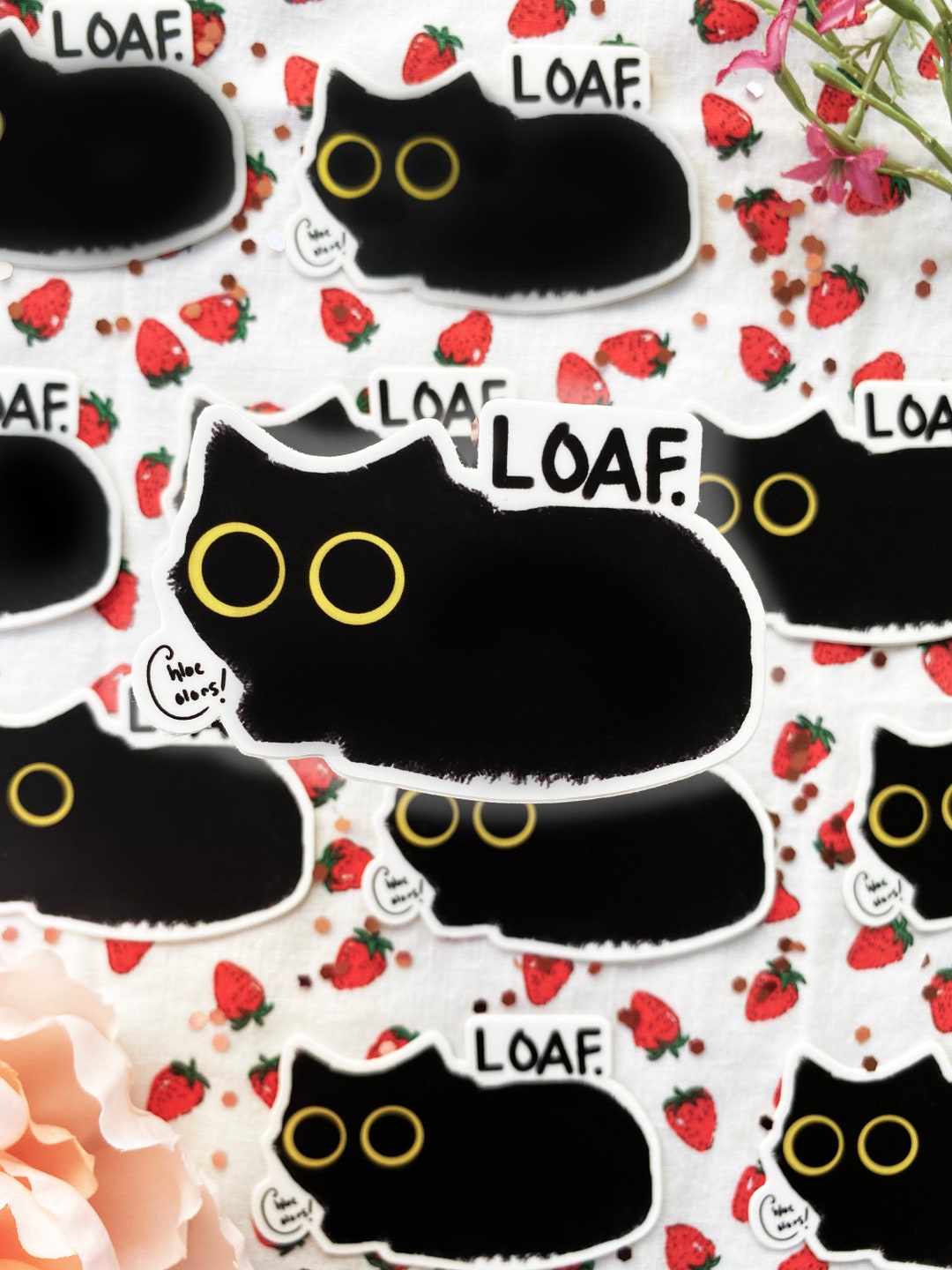 Matte Black Cat Loaf Sticker | Cute Black Cats | Cute Stickers | Laptop ...