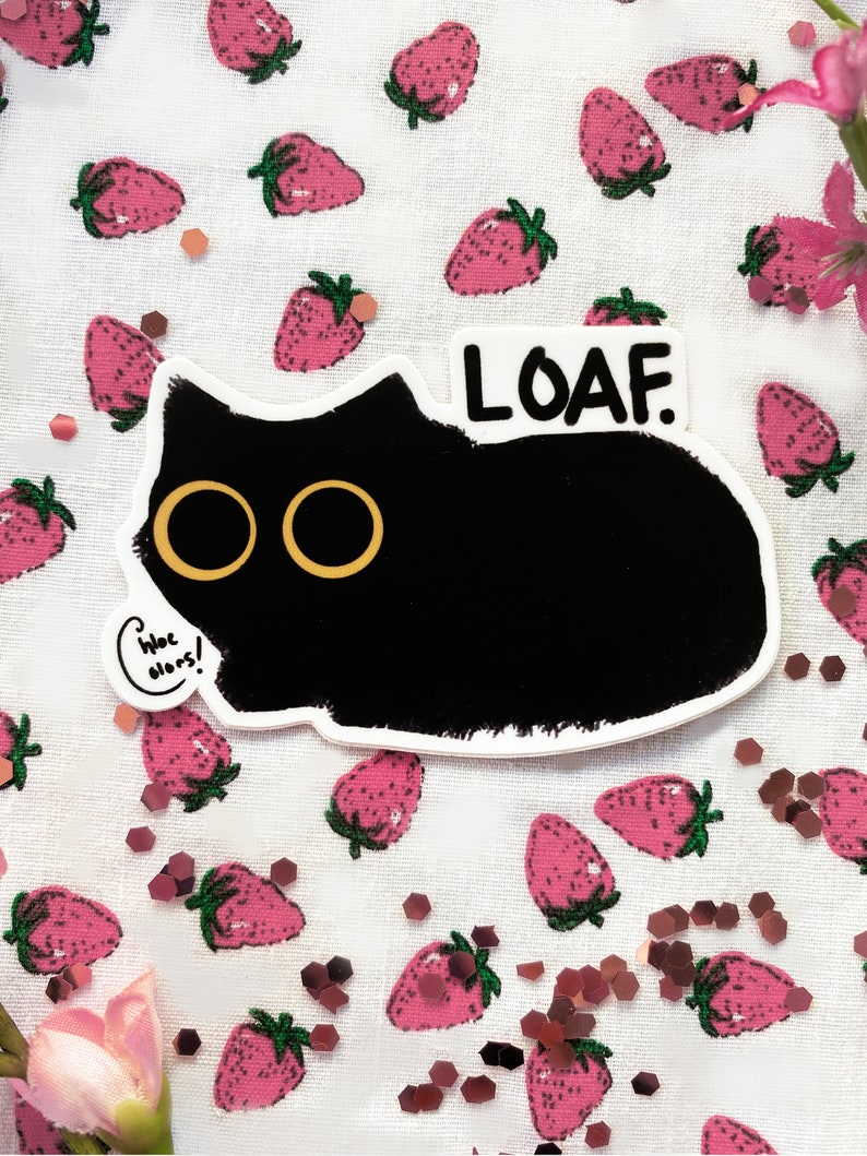 Matte Black Cat Loaf Sticker | Cute Black Cats | Cute Stickers | Laptop ...