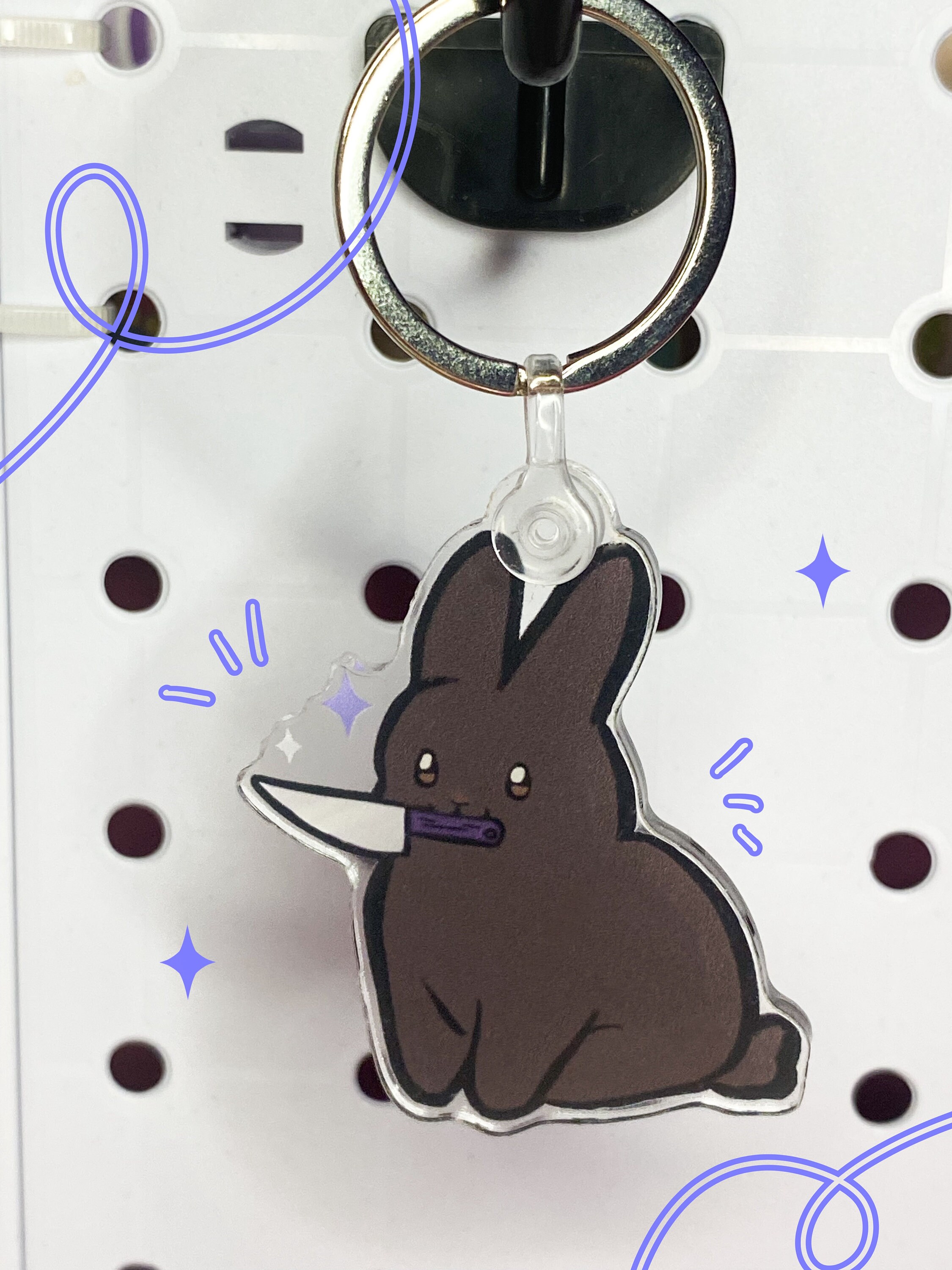 Void Bunny Acrylic Keychain| Black Bunny| Cute Keychains | Cute Rabbit ...