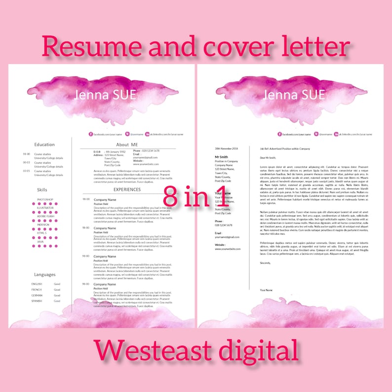 Resume Template Bundle Professional Resume Cover Letter and - Etsy