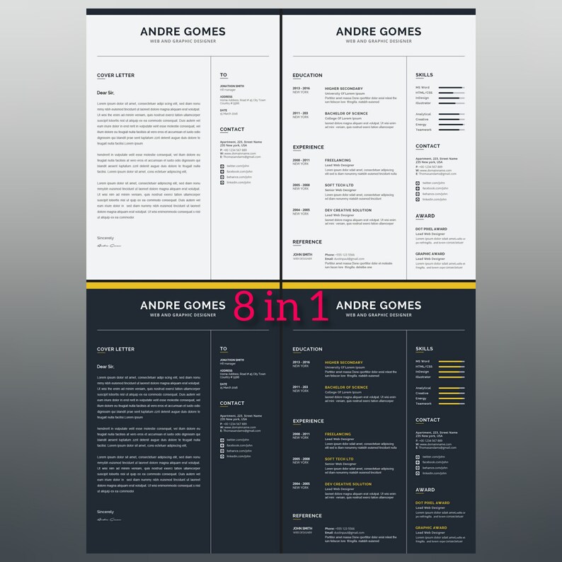 Resume Template Bundle Professional Resume Cover Letter and - Etsy
