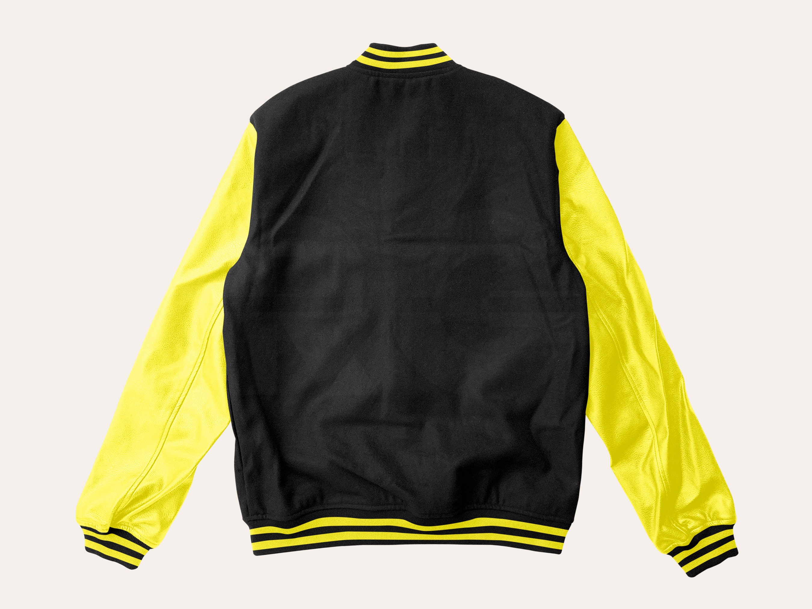 Bomber Varsity Jacket Black and Neon Yellow Letterman Jacket College ...