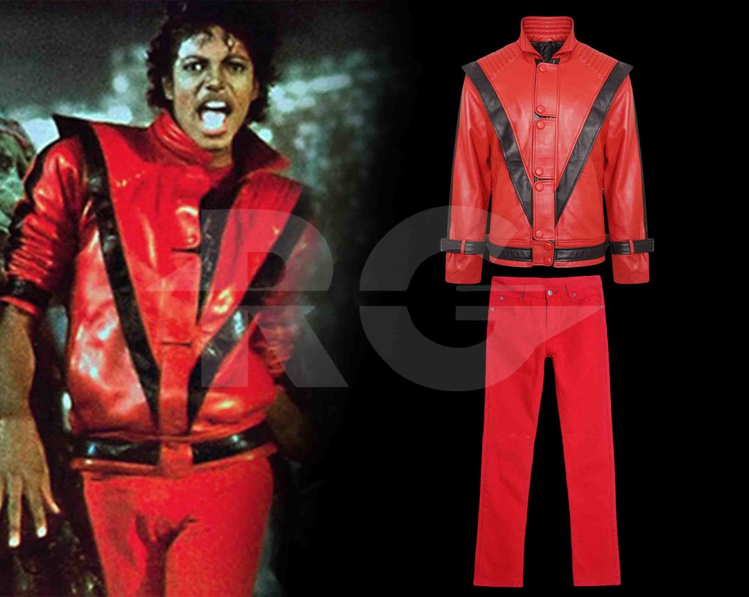Michael Jackson Costume Thriller Cosplay MJ Red Thriller Leather Jacket - Etsy