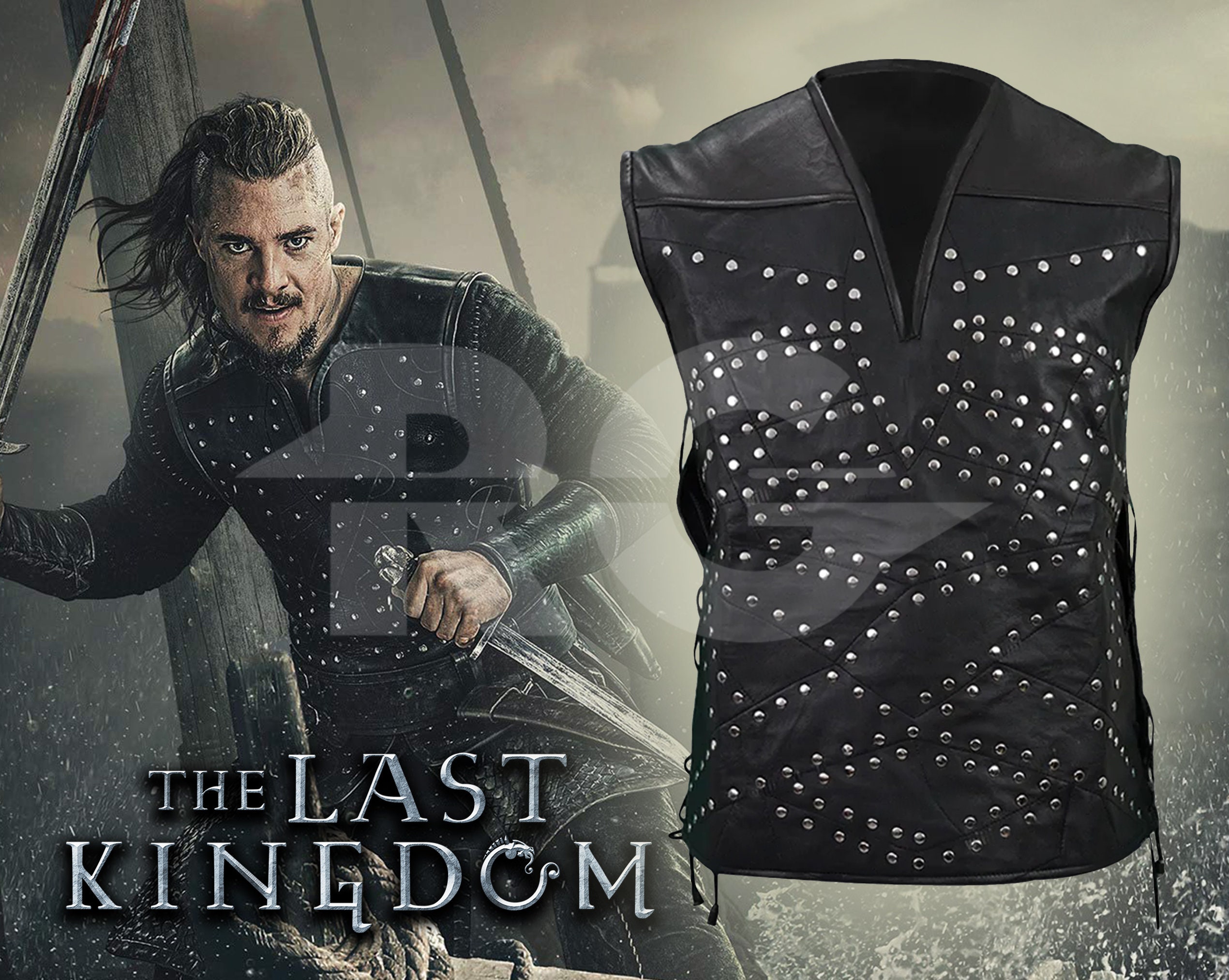 The Last Kingdom Uhtred Cosplay Costume Vest Genuine Black Leather Vest ...