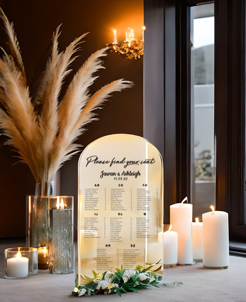 Gold Mirror Acrylic Seating Chart Wedding Guests Plan - Etsy