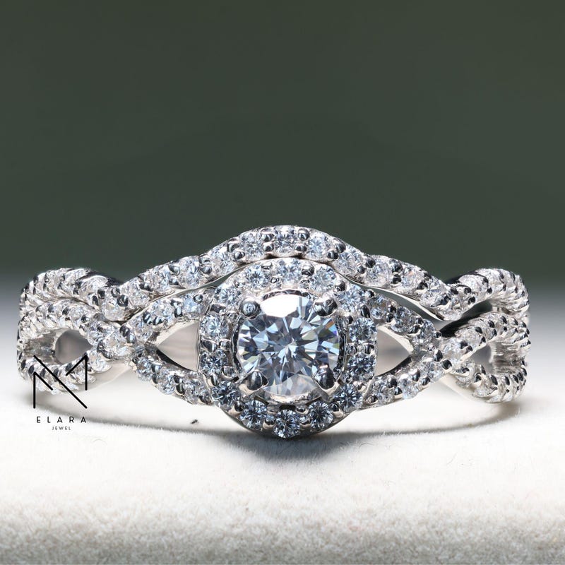 Halo Round Silver Ring - Etsy