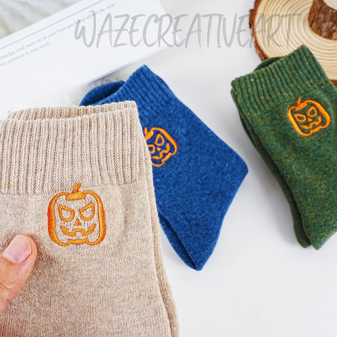 Retro Pumpkin Thick Socks,halloween Embroidered Socks,pumpkin Sock,warm Sock,casual Sock,unisex ...