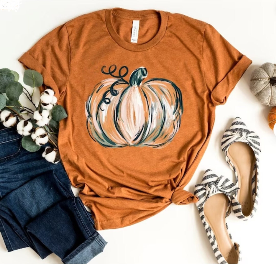 Fall Pumpkin Shirt, Cute Fall Shirt, Thanksgiving Tshirt, Graphic Tee ...