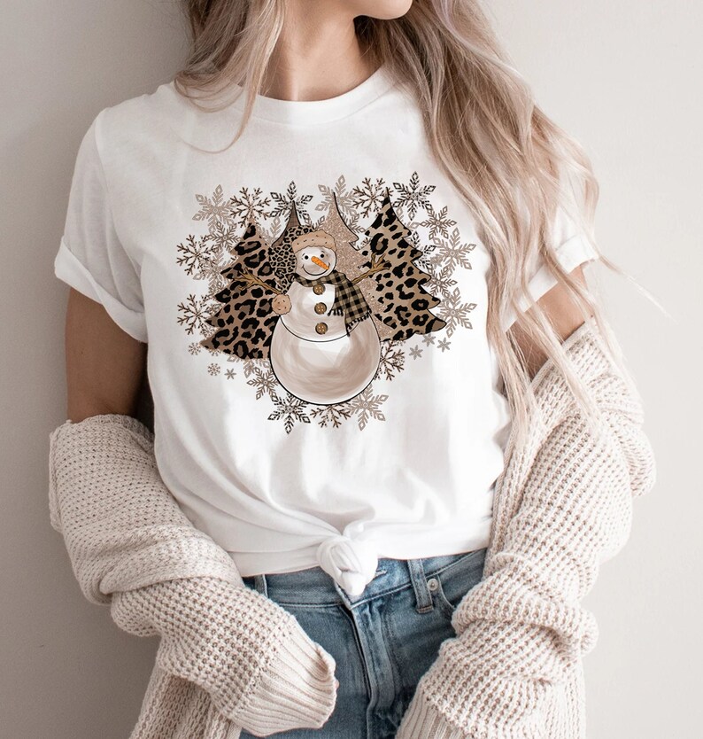 Leopard Snowflake Shirt, Leopard Christmas Tree, Christmas T-shirt ...
