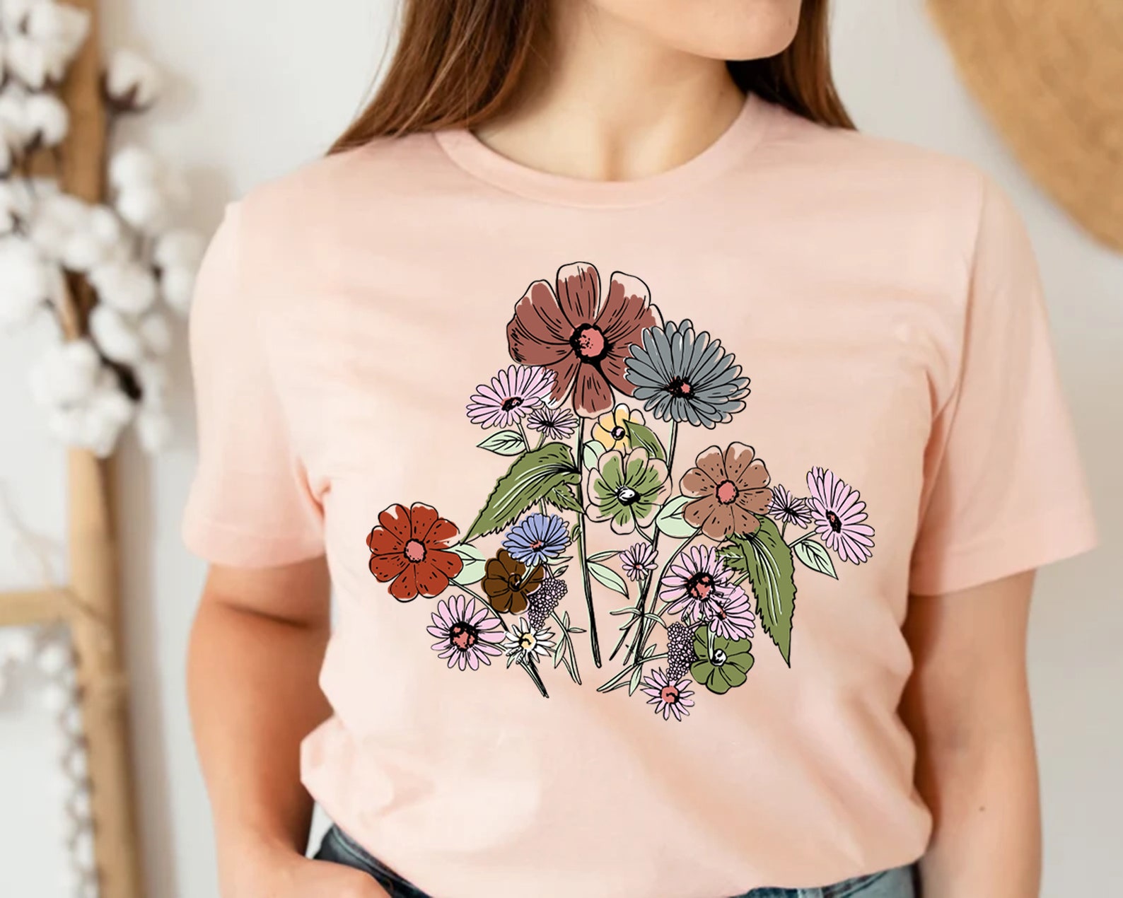 Women's Graphic Tees, Wildflower Shirt, Boho Floral Shirt ...