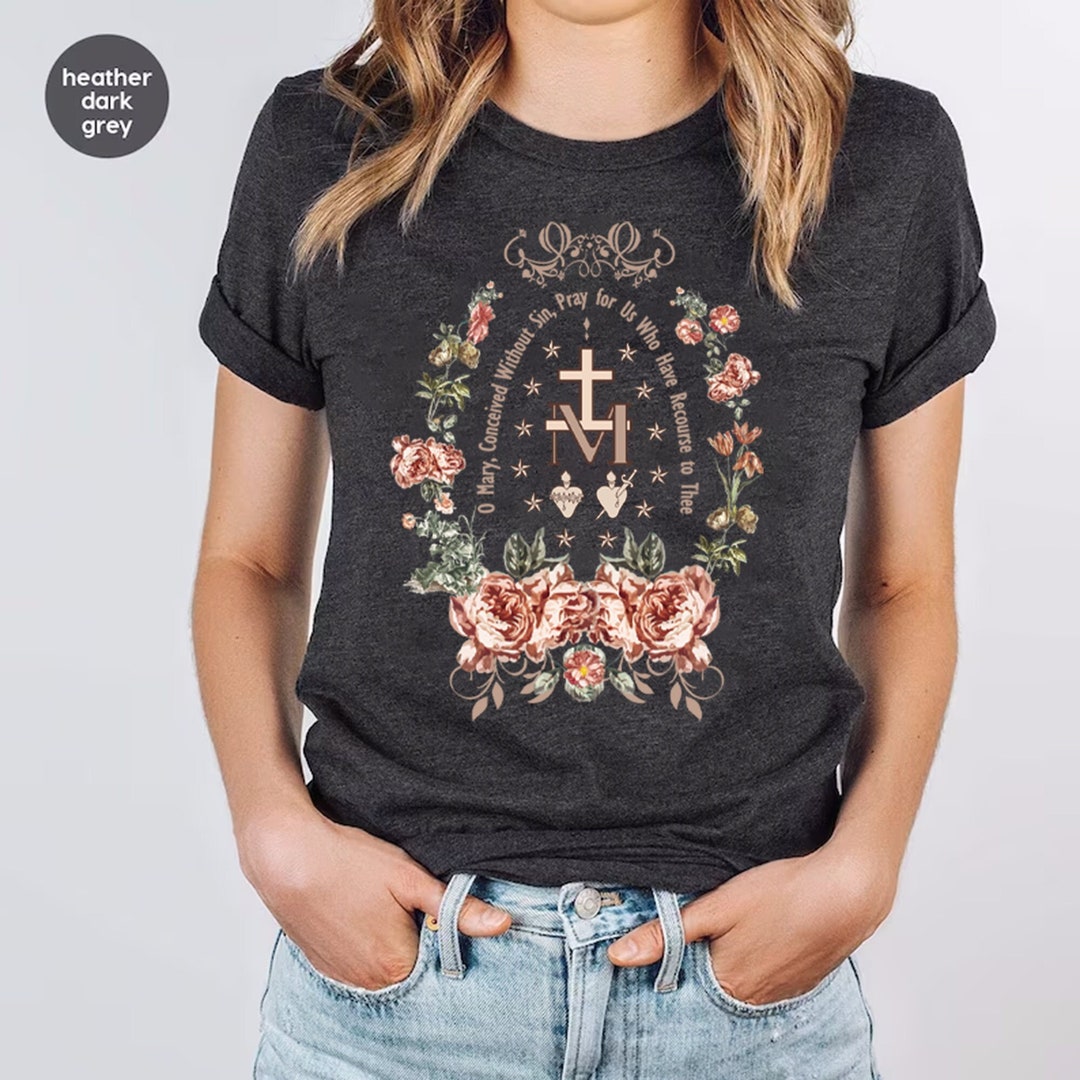Marian Catholic T-shirt, Virgin Mary T-shirt, Catholic Gifts for Women ...