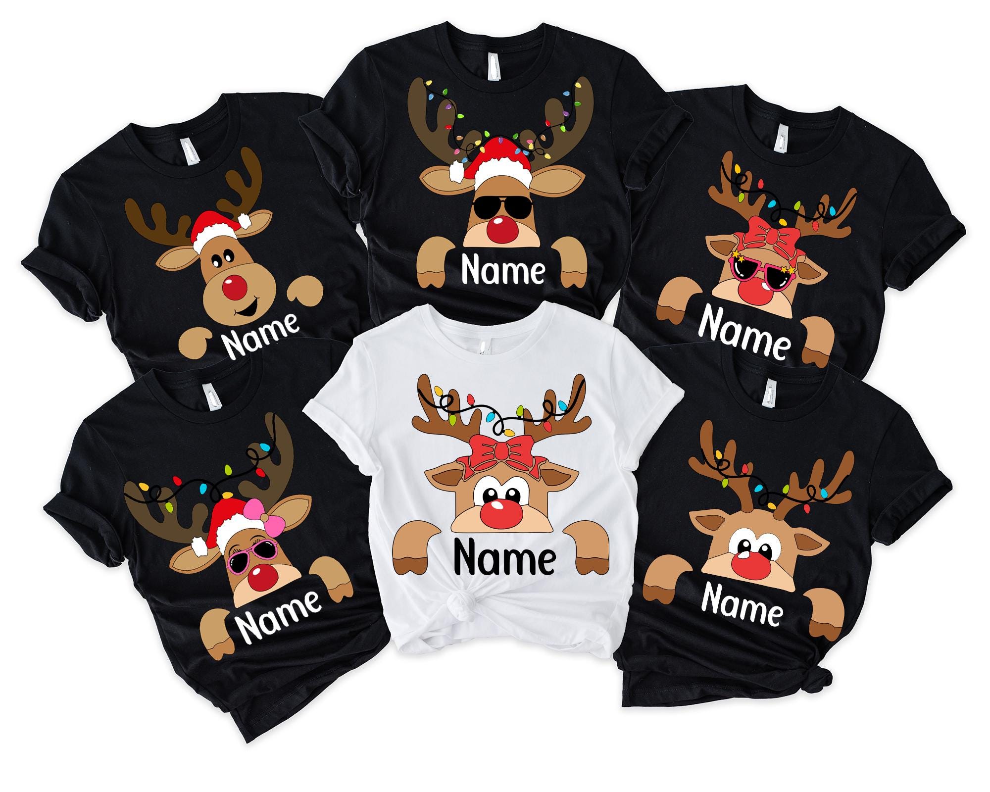Reindeer Family Christmas Shirt, Personalized Christmas Family Shirt ...