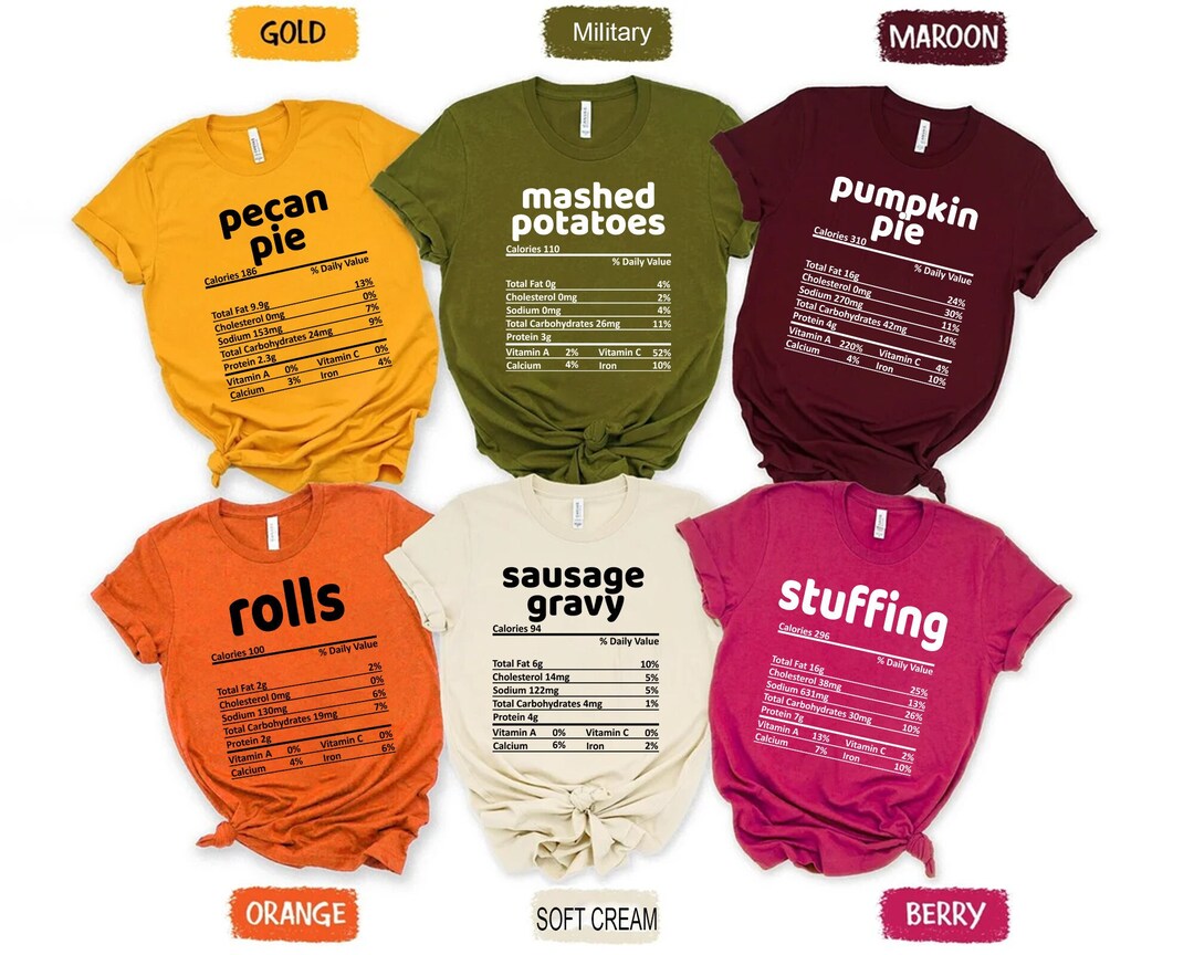 Nutrition Thanksgiving Food Shirts, Thanksgiving Shirts, Thanksgiving ...
